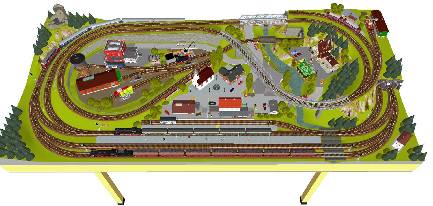 Meises Modelbahncenter - GP3-0180 C-Gleis Styroporanlage Burgstein 250x120